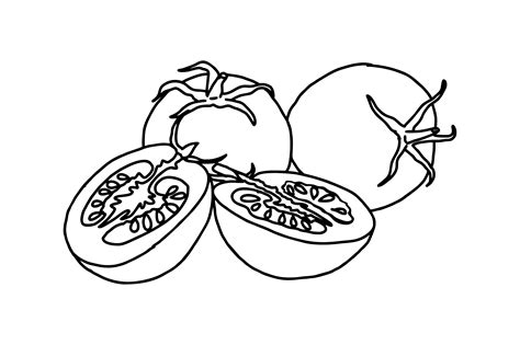 2 Tomato And 2 Slice Of Tomato Line Art Graphic By Arief Sapta Adjie
