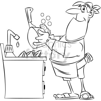 Washing Dishes Clipart Black And White