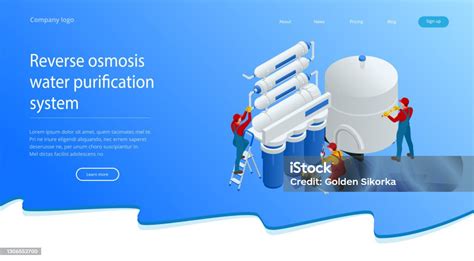 집 개념에 물 여과의 등소 측정 설치 또는 수리 시스템 정화 삼투압 시스템을 수정합니다 식수 위생 작업 집안의 엔지니어링 네트워크 공장 산업 건물에 대한 스톡 벡터 아트 및
