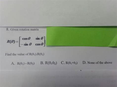Solved Given The Rotation Matrix R Theta [ Cos Theta Sin Theta Sin 1 Answer