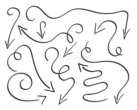 Set Of Arrows Hand Drawn Elements Collections Simple Vector Logos Direction Indicators