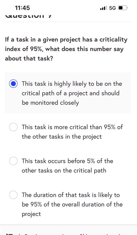 Solved 11455 A Task In A Given Project Has A Criticality