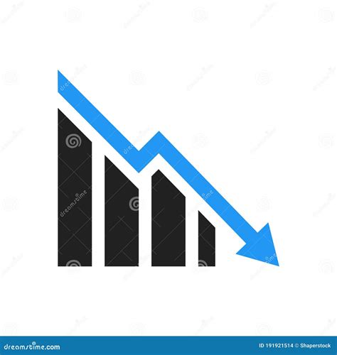 Graph Down Icon Chart Below And Loss Reduction Symbol Stock Vector Illustration Of Line