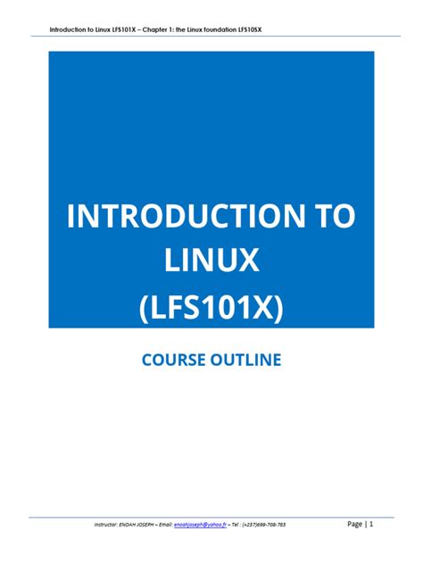 Introduction To Linux Lfs101x Syllabus Pdf