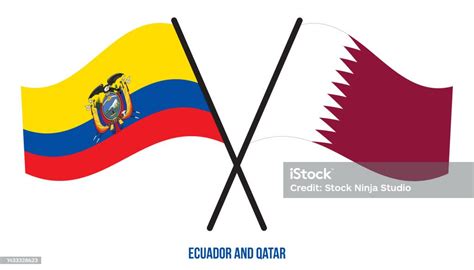 에콰도르와 카타르 국기가 교차하고 흔들리는 플랫 스타일 공식 비율 올바른 색상 경제에 대한 스톡 벡터 아트 및 기타 이미지 경제 국기 기 Istock