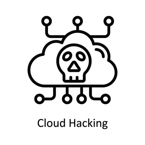 Cloud Hacking Vector Outline Icon Design Illustration Cyber Security Symbol On White Background
