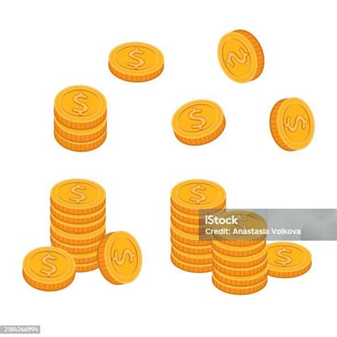다양한 높이의 사실적인 황금 동전 더미 모음으로 금화 현금 및 보물을 나타냅니다 은행 금융 및 투자 테마에 적합합니다 0명에 대한 스톡 벡터 아트 및 기타 이미지 Istock