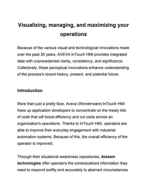 Aveva Intouch Hmi To System Platform Migration Docx