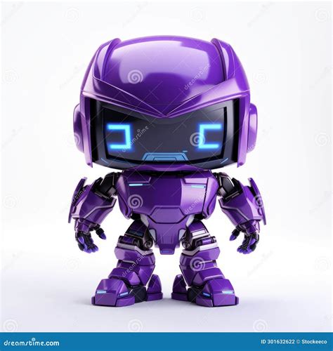 Eye Catching Purple Robot Figurine With Technological Design Stock