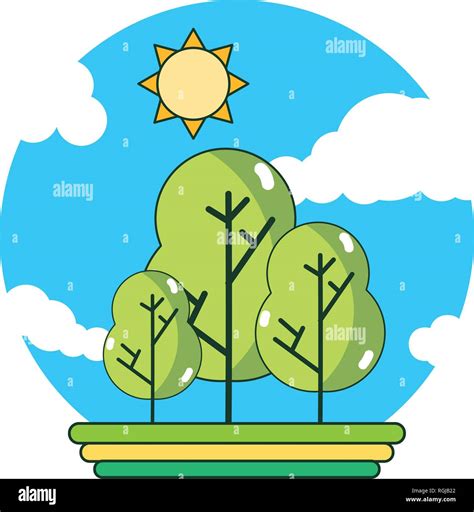 Nature Trees Cartoon Stock Vector Image Art Alamy
