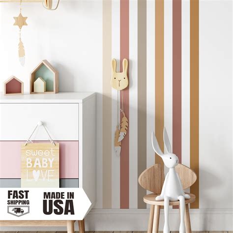 Pastel Colored Straight Line Set Wall Decal Fabric Wall Decal
