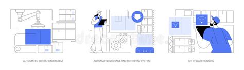 Warehousing Automation Isolated Cartoon Vector Illustrations Se Stock