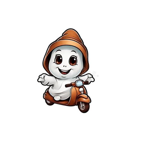Brown Halloween Graphic With A Ghost On A Scooter Stock Image Illustration Of Motorcycle