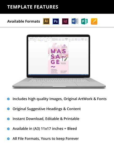 Massage Poster Template In Publisher Word Illustrator Pages