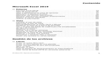 Contenido Microsoft Excel 2019 Ediciones Eni Pdf Document