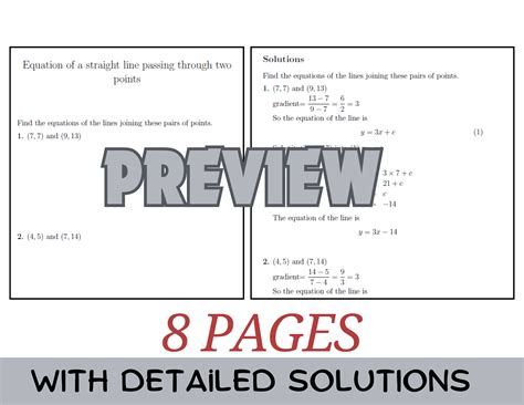 equation of a straight line passing through two points worksheet with