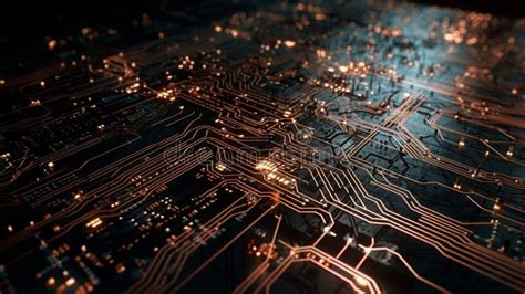 Abstract Circuit Cyberspace Design Created With Generative Ai Technology Stock Illustration