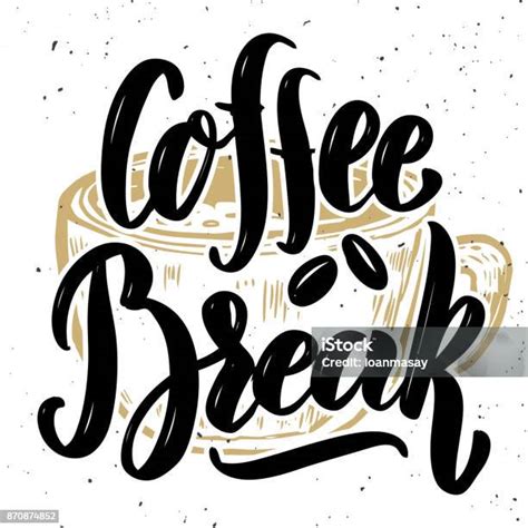 커피 휴식입니다 그런 지 배경 따옴표에 그려진된 글자를 손 벡터 일러스트 레이 션 더러운에 대한 스톡 벡터 아트 및 기타 이미지 더러운 드로잉 디자인 Istock