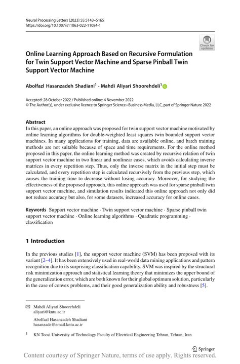 Online Learning Approach Based On Recursive Formulation For Twin Support Vector Machine And