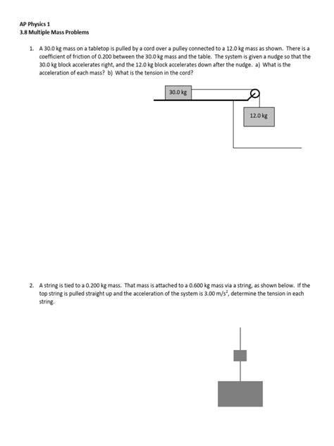 38 Ap Physics 1 Multiple Mass Problems Pdf