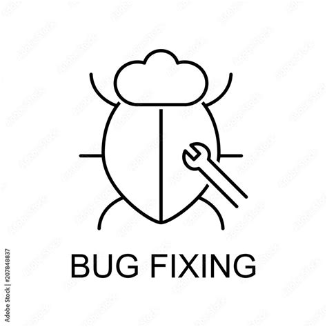 Bug Fixing Outline Icon Element Of Data Protection Icon With Name For Mobile Concept And Web