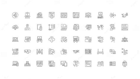 Network Technologies Concept Illustration Linear Icons Line Signs Set Vector Collection Stock