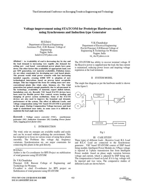 Voltage Improvement Using Statcom For Prototype Hardware Model Pdf Pdf Ac Power Electric