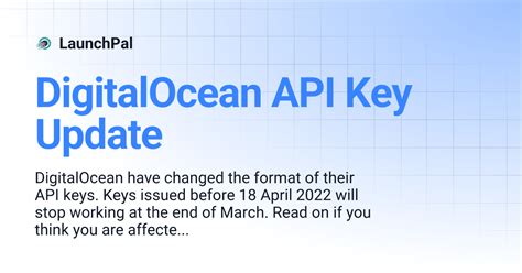 Digitalocean Api Key Update Launchpal