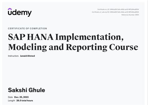 Completed Sap Hana Data Modeling On Udemy Sakshi Ghule Posted On The