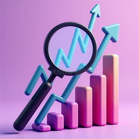 Magnifying Growth Upward Trend Analysis With Stock Illustration Illustration Of Represents