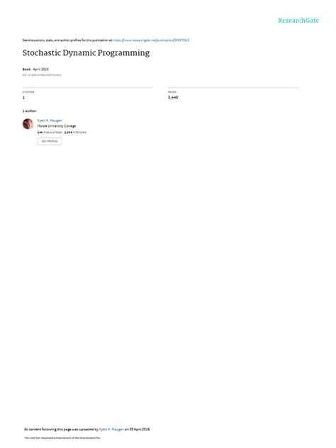 Stochastic Dynamic Programming 2 Pdf Utility Expected Value
