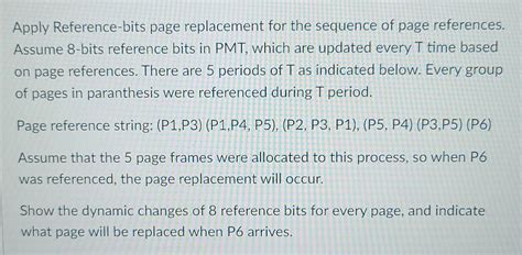 Solved Apply Reference Bits Page Replacement For The Chegg
