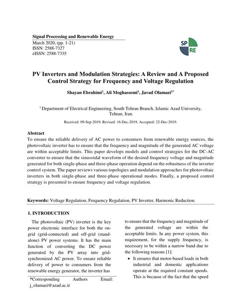 Pdf Pv Inverters And Modulation Strategies A Review And A Proposed Control Strategy For