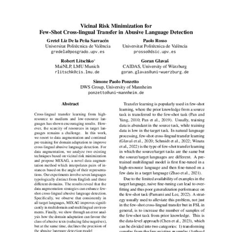 Vicinal Risk Minimization For Few Shot Cross Lingual Transfer In Abusive Language Detection