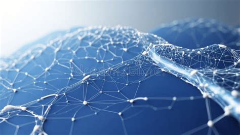 Abstract Blue Network Structure 3d Rendering With Connected Nodes And Links Stock Illustration