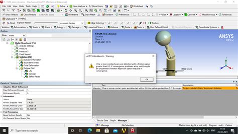 In Ball And Socket Joint Analysis With Friction Coefficient As 03 I Got This Warning
