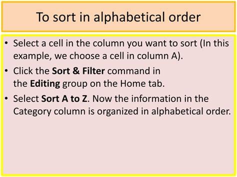 Sorting And Filtering Data In Excel Ppt
