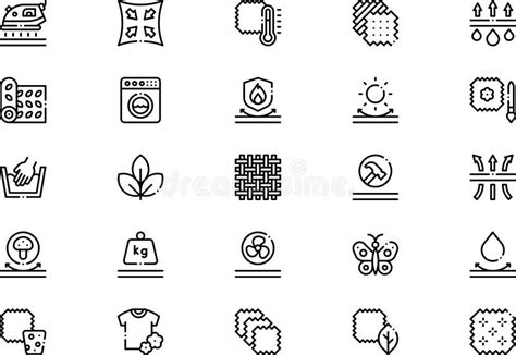 Fabric Features Icons Collection Is A Vector Illustration With Editable Stroke Stock Vector