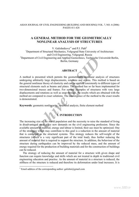 pdf a general method for the geometrically nonlinear analysis of