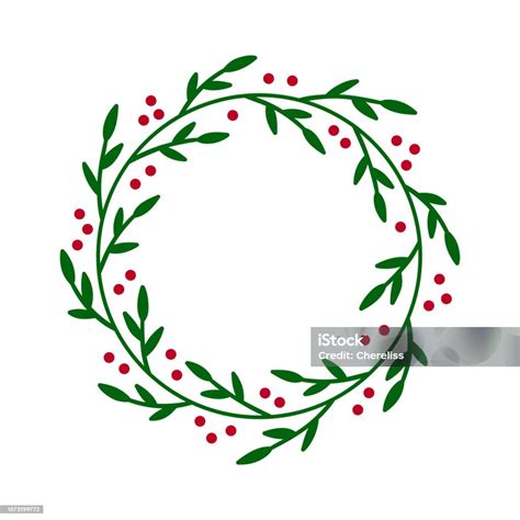크리스마스 화 환입니다 손으로 그린된 벡터 프레임 초대장 엽서 포스터 등에 대 한 라운드 벡터 일러스트 레이 션 겨우살이과에 대한 스톡 벡터 아트 및 기타 이미지 Istock