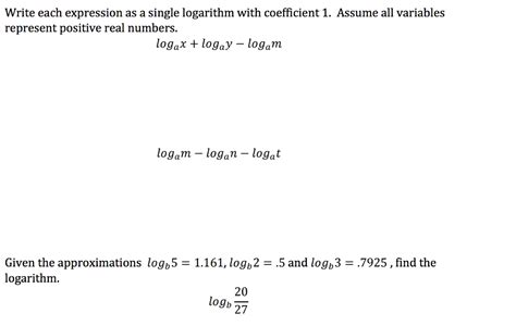 Solved Write Each Expression As A Single Logarithm With