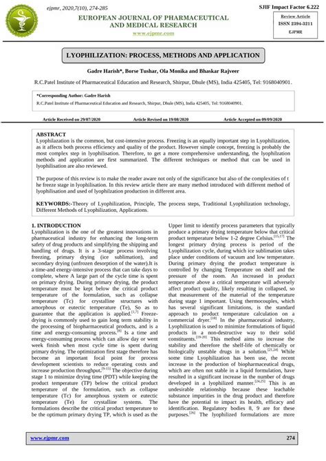 Pdf Lyophilization Process Methods And Application Dokumen Tips