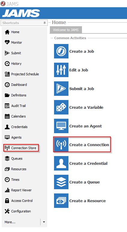 Using Jams Connections Jams Scheduler