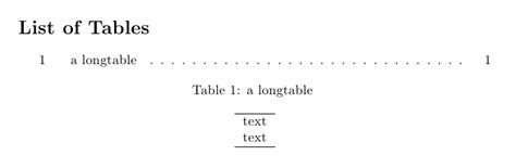 Table Of Contents Adding Longtable To Listoftables TeX LaTeX Stack Exchange