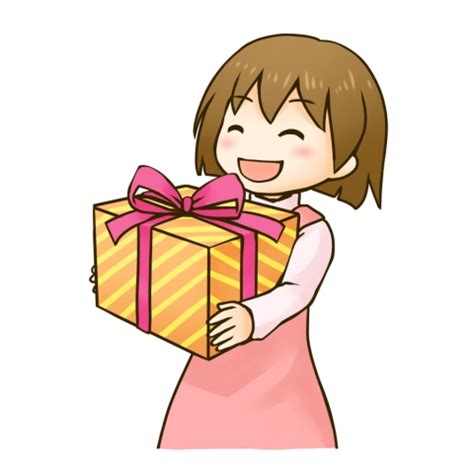 プレゼントをもらった女の子のイラスト 無料イラストのIMT 商用OK加工OK
