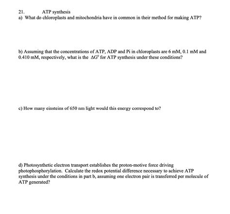 Solved ATP Synthesisa What Do Chloroplasts And Chegg Com