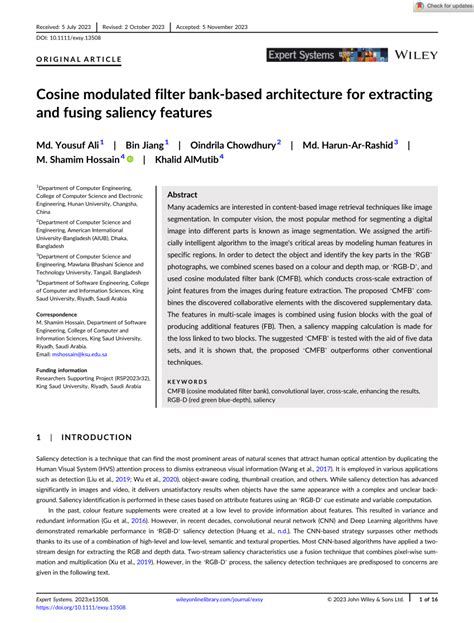 Pdf Cosine Modulated Filter Bank Based Architecture For Extracting