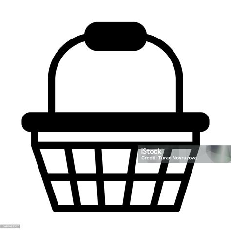 손잡이가 있는 바구니 단단한 아이콘 쇼핑 개념 흰색 배경에 바구니 기호 문자 모양 스타일의 모바일 개념 웹 디자인의 장바구니 아이콘 벡터 그래픽 가방에 대한 스톡 벡터 아트