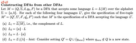 Solved Constructing Dfas From Other Dfas Let MqΣδq0f