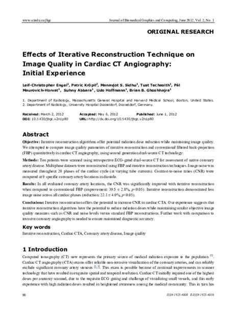 Pdf Effects Of Iterative Reconstruction Technique On Image Quality In Cardiac Ct Angiography